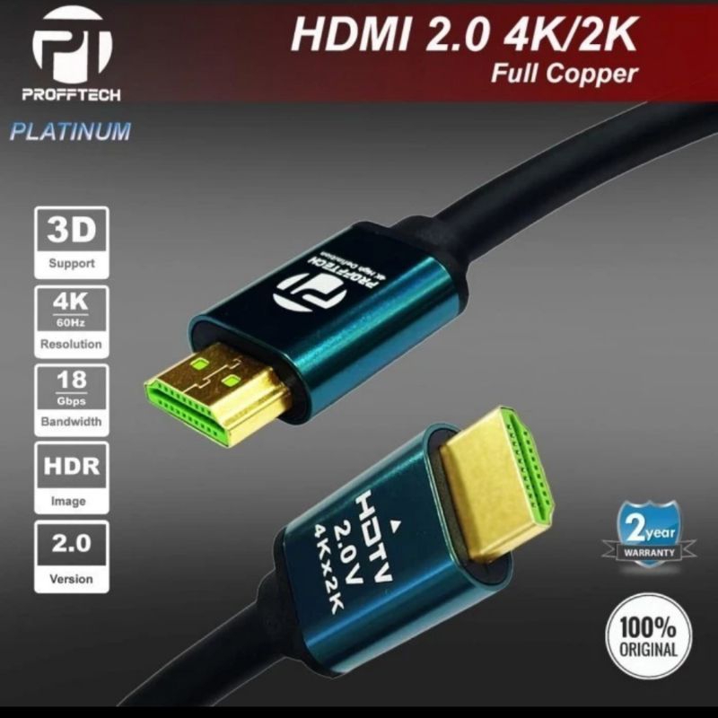 Jual Kabel HDMI ProffTech Platinum Full Tembaga Versi 2.0 (4K). 30 Meter + IC | Shopee Indonesia