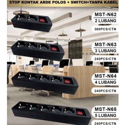 Jual STOP KONTAK ARDE HITAM + SKAKEL Tanpa Kabel 2L 3L 4L 5L Black Series / Colokan Listrik ...
