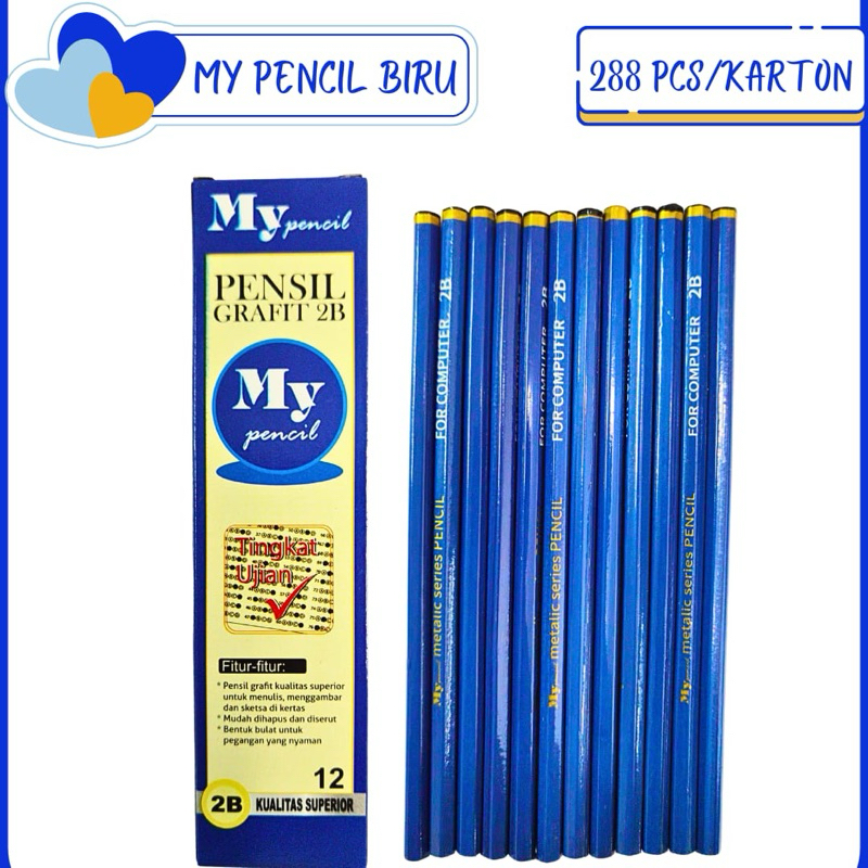 Jual 12psc pensil biru 2b minimal beli 12 batang | Shopee Indonesia