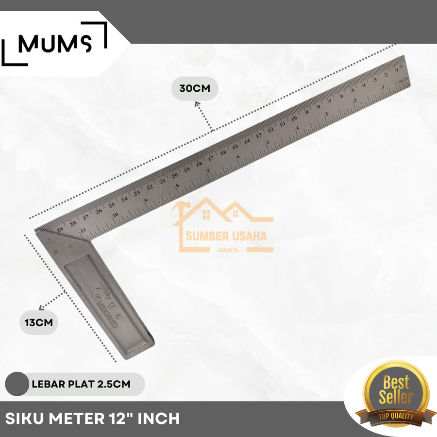 Jual ALAT SIKU METER 30CM / SIKU TUKANG / SIKON 12 INCH SUJ | Shopee ...