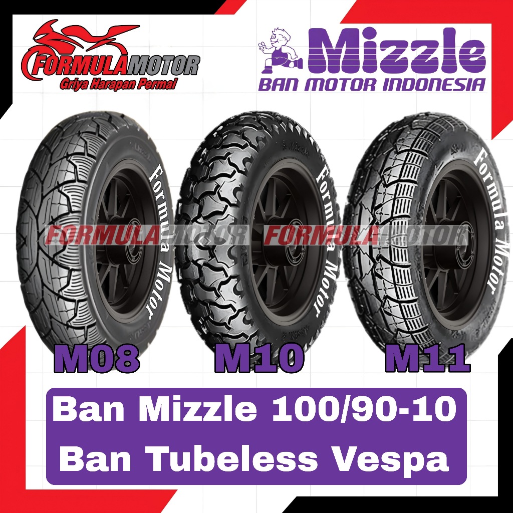 Jual 100/90-10 Mizzle M08, M10, M11 Tubeless - Ban Vespa Excel, Super ...