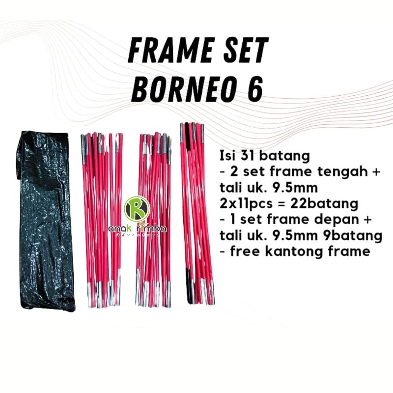 Jual FRAME TENDA DOME BORNEO 6 PRO FIBER MERAH SIAP PAKAI | Shopee ...
