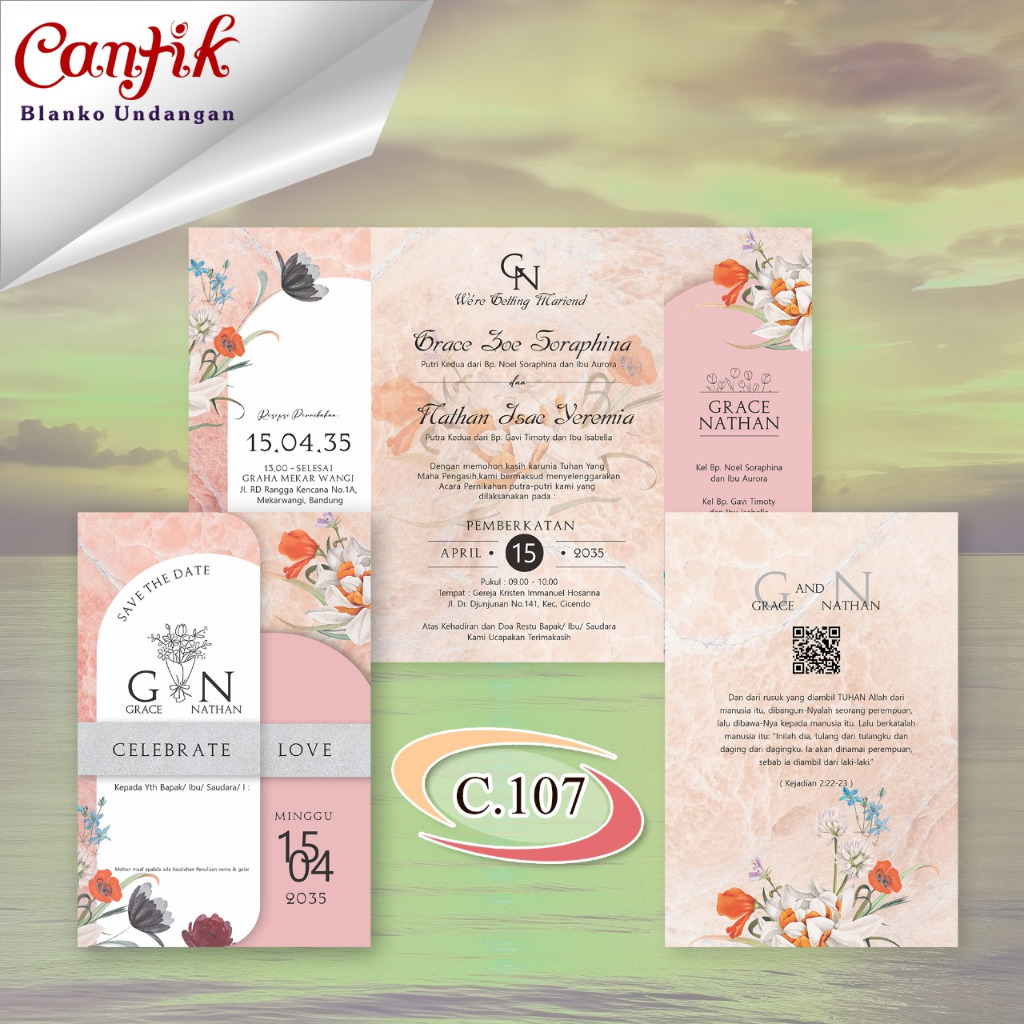 Jual Blangko Undangan Pernikahan Terbaru Merek Cantik 107 Dengan Bahan BC Terbaik Harga Murah ...