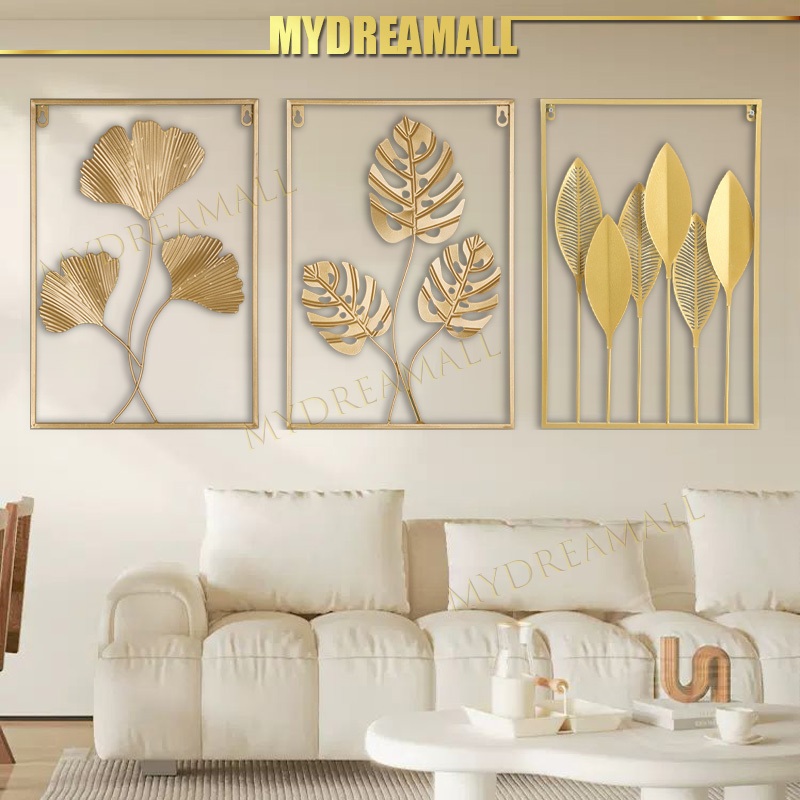 Jual 【Termurah】COD Lukisan dekoratif daun emas / mural tanaman besi ...