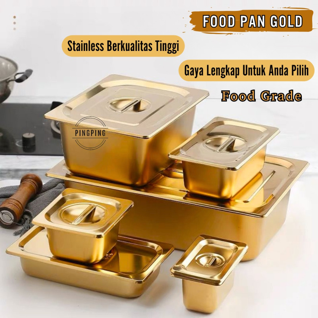 Jual Food pan Stainless Gold / Food pan wadah makanan stainless Steel ...