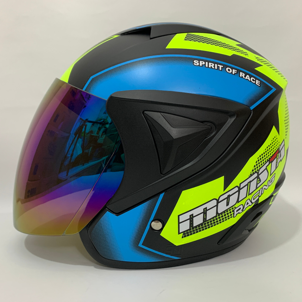 Jual Helm JP13 Monsta Biru Kuning Hitam Doff - BXP - Single Visor ...