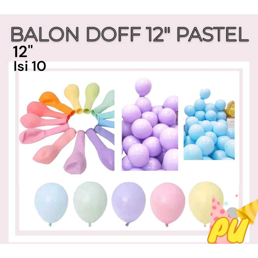 Jual Balon Latex PASTEL 12 Inch Isi 10 / Balon Latex Doff 12” Macaron ...