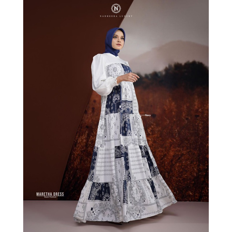 Jual Maretha Dress Nadheera Luxury // Katalog Nadheera Luxury // Gamis Simple Elegan | Shopee ...