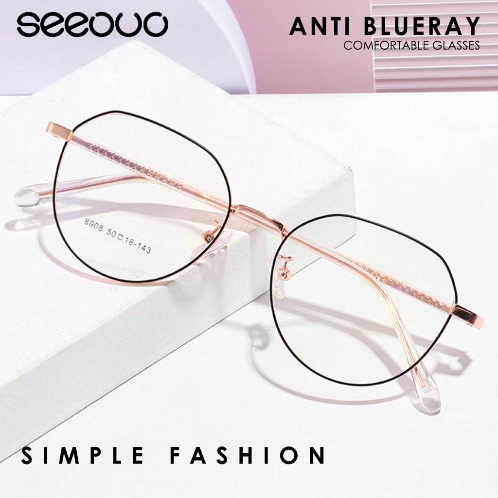 Jual Seeouo Kacamata Antiradiasi Blueray Model Bulat Stylish Bahan TR90+Metal Ringan Kokoh Pria ...