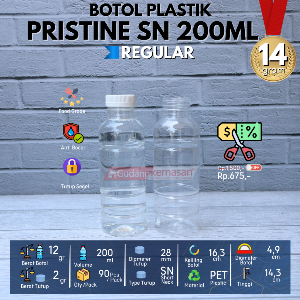 Jual BOTOL PLASTIK MINUMAN 200ML PRISTINE TUTUP WARNA WARNI SN - FLASH ...