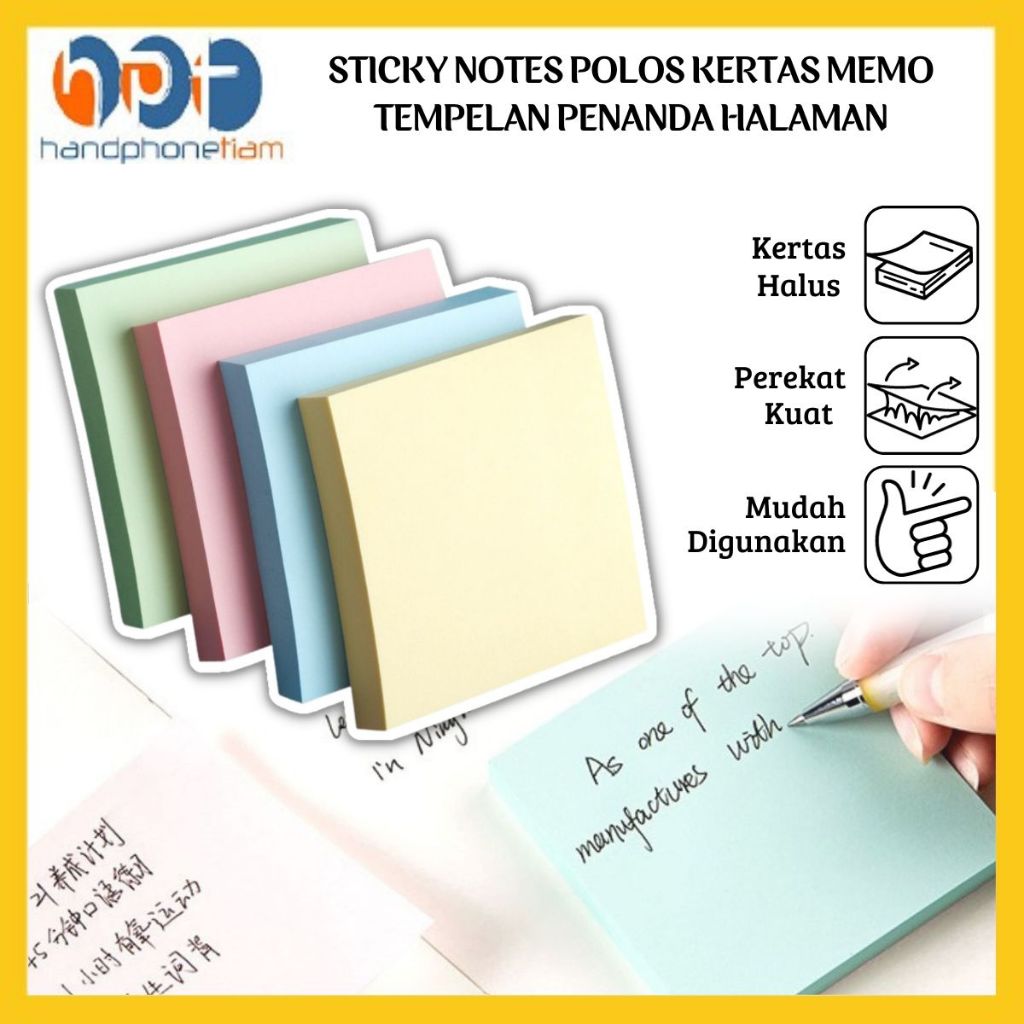 Jual Sticky Notes Polos 76 x76 MM 100Lembar Kertas Catatan Untuk ...
