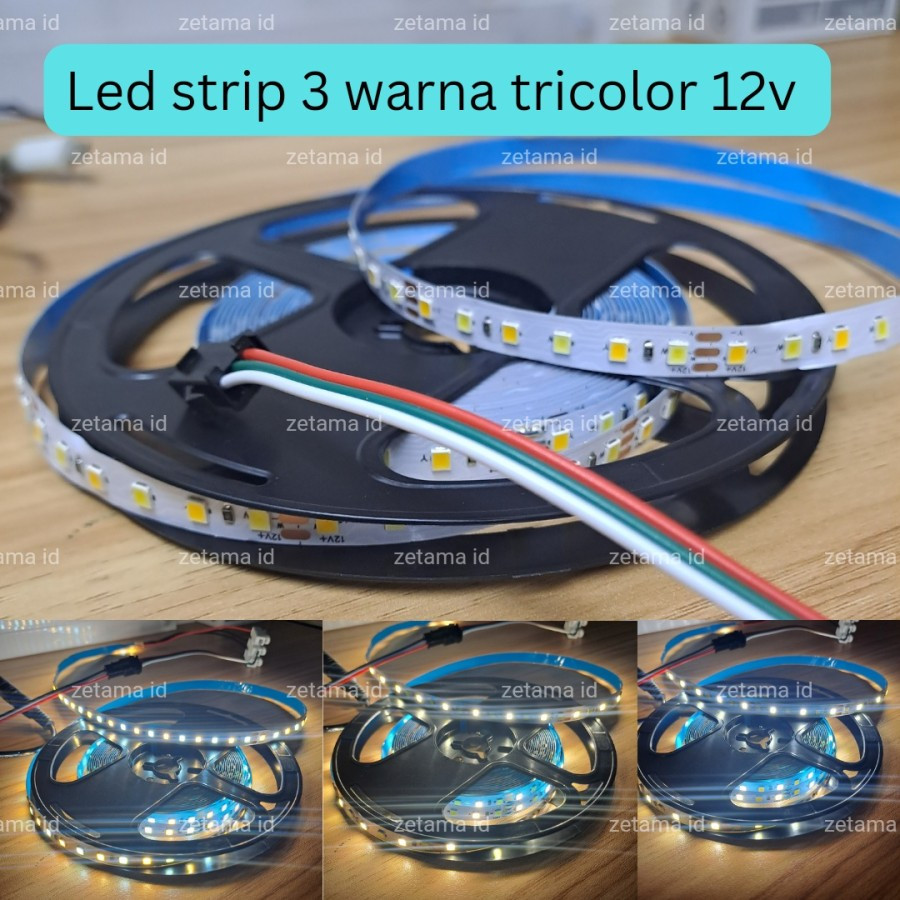 Jual Led Strip Dimmable 3 Warna Tricolor 12v 5m 3000k 4000k 6000k ...
