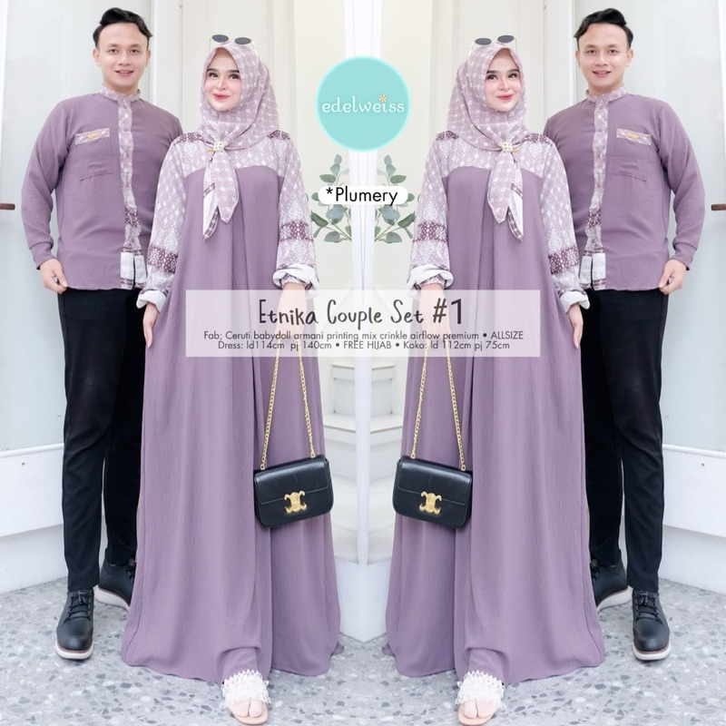 Jual ETNIKA COUPLE SET BY EDELWEISS | SARIMBIT DRESS HIJAB + KEMEJA ...