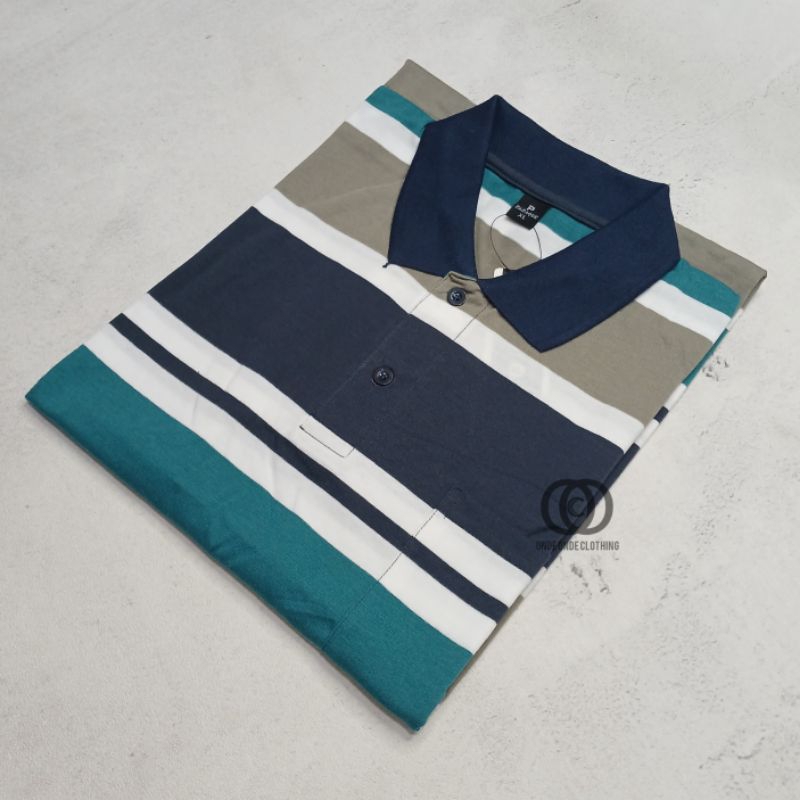Jual Kaos Salur Kerah Pria Dewasa Motif Garis Garis Salur Afada Berkerah Wangki Lengan Pendek ...
