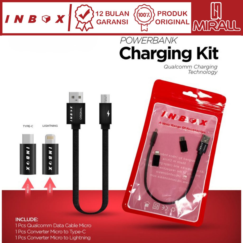 Jual INBOX Powerbank Charging Kit Data Cable Micro to Typec Iphone ...