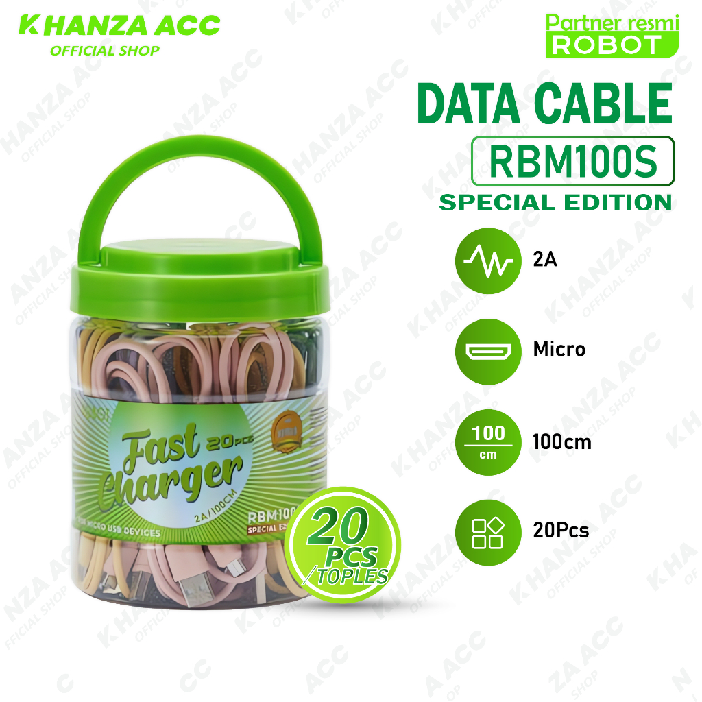 Jual KHANZAACC Kabel Data Robot RBM100 / RBM100S Micro USB 1 Meter ( 1 Toples 20 Pcs ) | Shopee ...