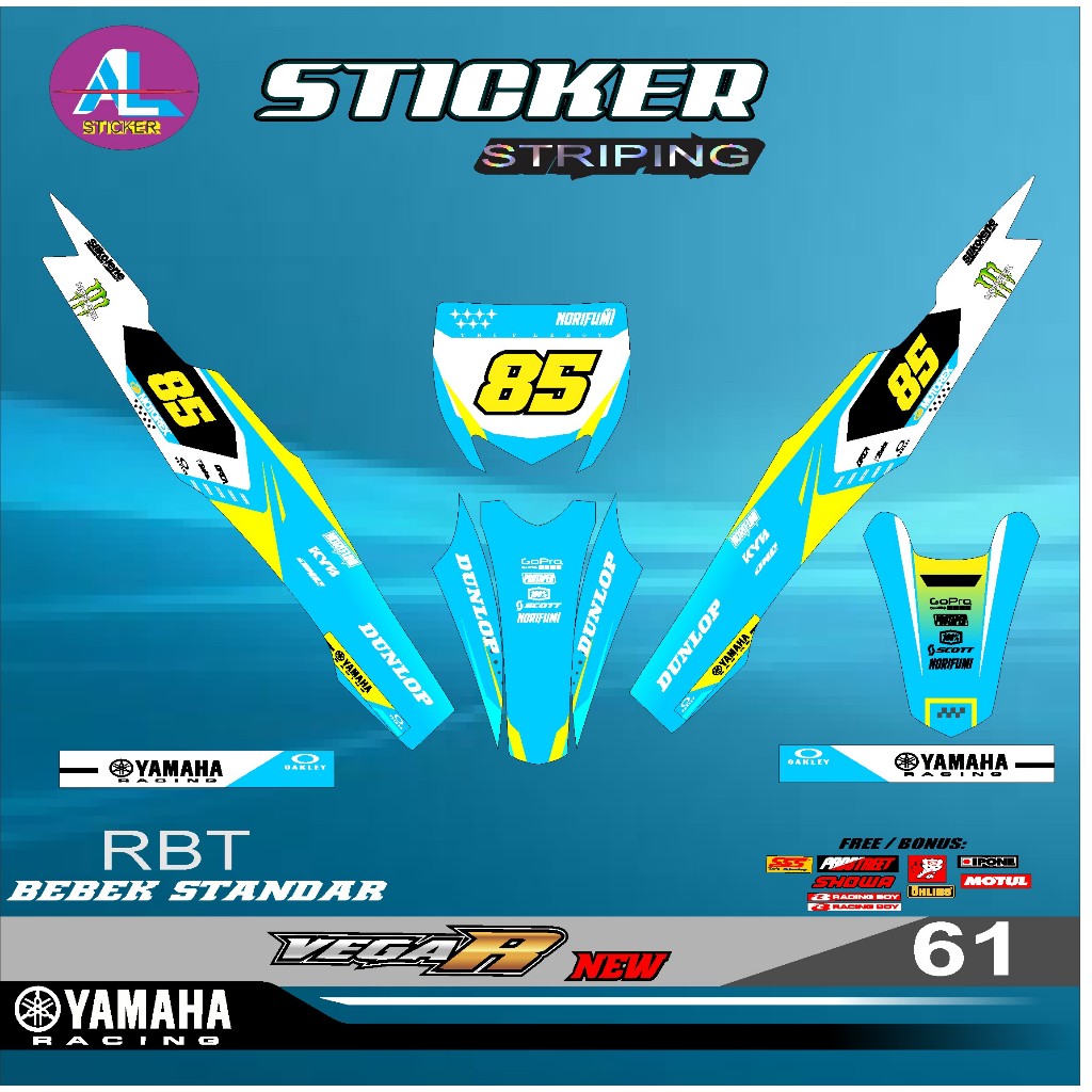 Jual Sticker RBT VEGA R NEW MOTOR RBT BEBEK MODIF SUPERMOTO YZ CRF KLX ...