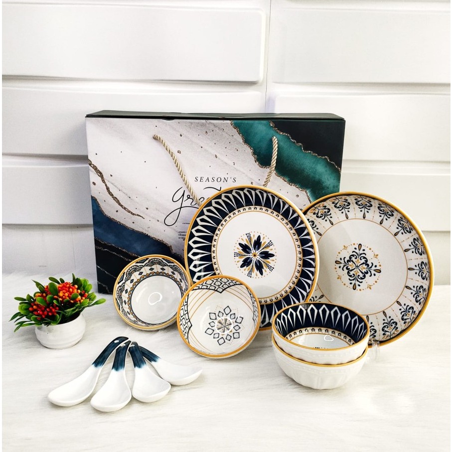 Jual [ Littleapple_O Hampers And Souvenir ] Piring Mangkok Keramik Set ...