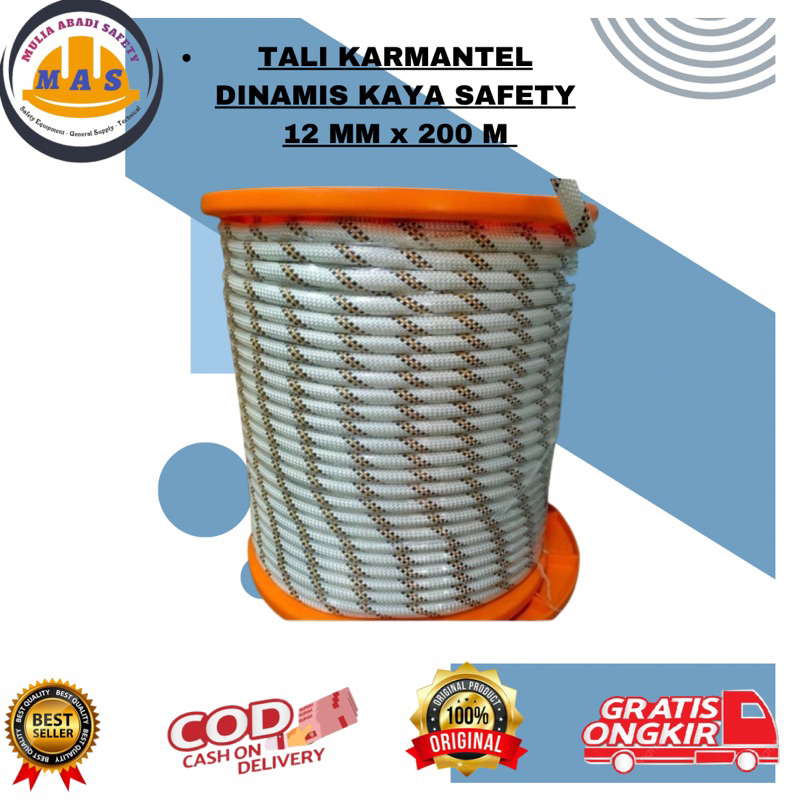 Jual TALI KARMANTEL DINAMIS KAYA SAFETY 12 MM x 200 M / TALI SAFETY ...