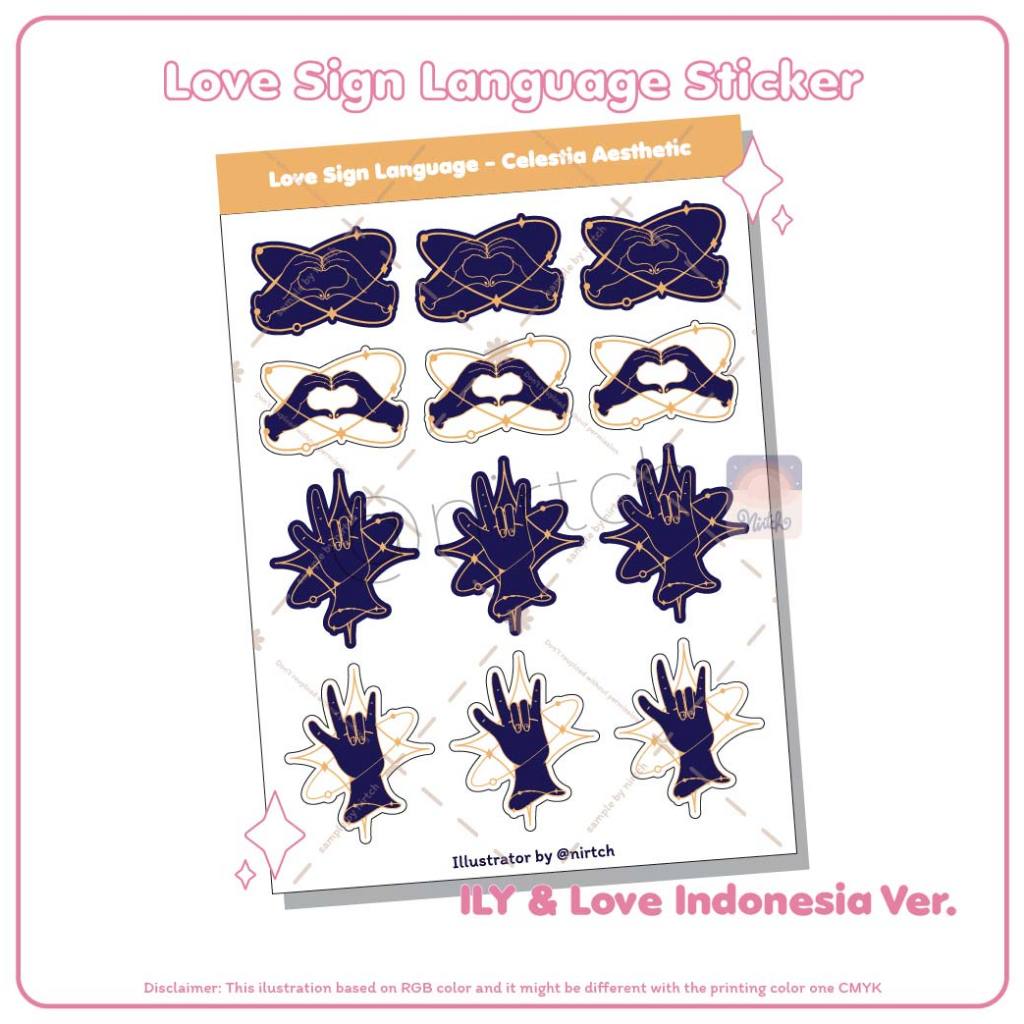 Jual Love Sign Language Sticker Sheet | Stiker bahasa isyarat cinta ...