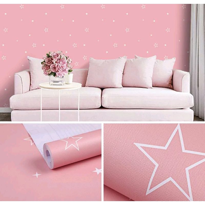 Jual Wallpaper Dinding Polos Pink Wallpaper Bintang Pink Polos ...