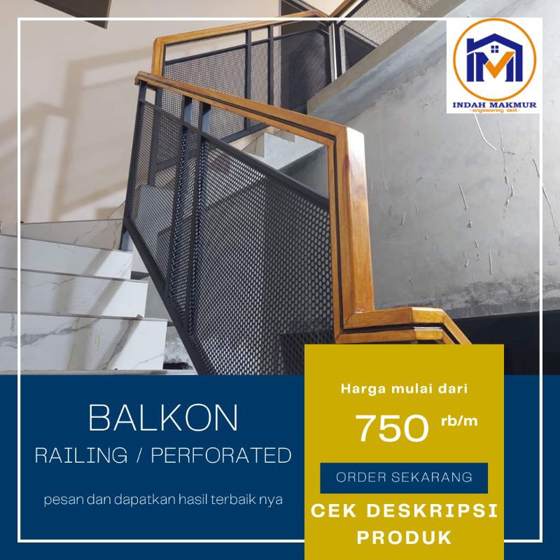 Jual Pagar balkon / railing model industrial perforated / plat lubang ...