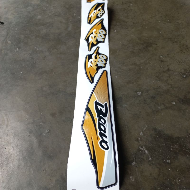 Jual Sticker striping suzuki bravo rc 100 electric starter emas gold ...
