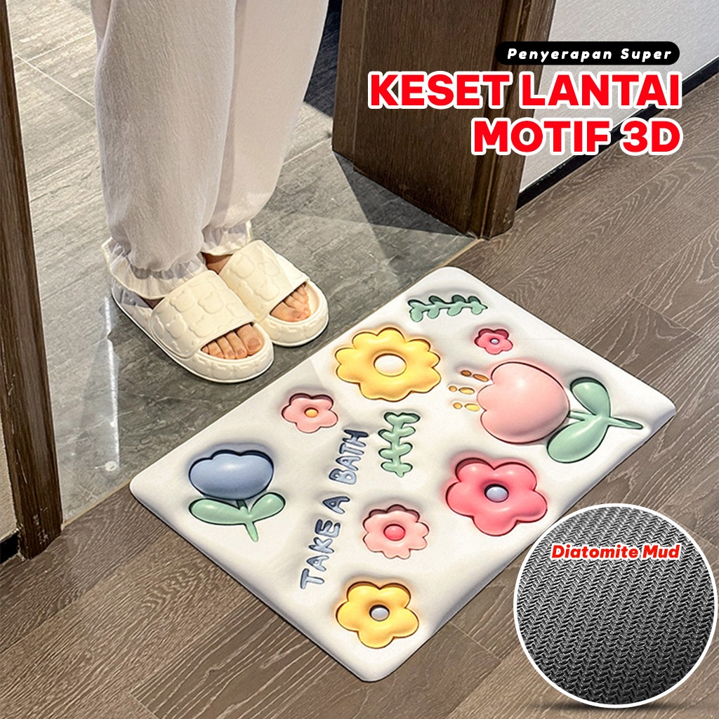 Jual Keset Lantai Motif 3D Cantik 30x40cm/Keset Lantai Diatomite Motif ...