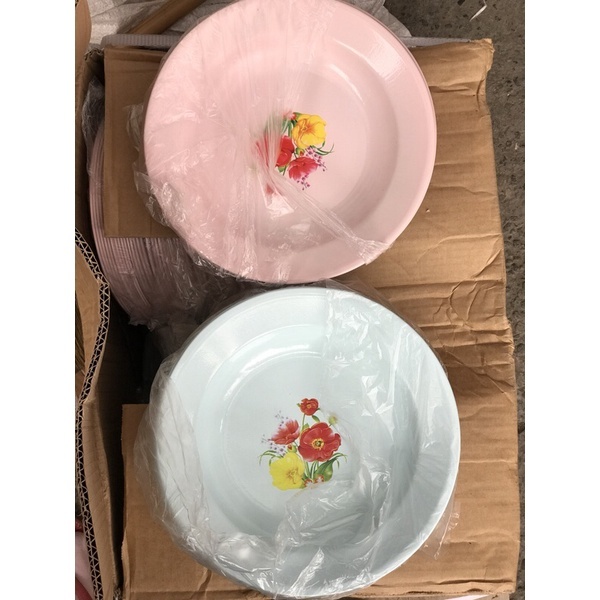 Jual 1 Lusin Piring enamel seng piring jadul motif warna 22 cm murah ...