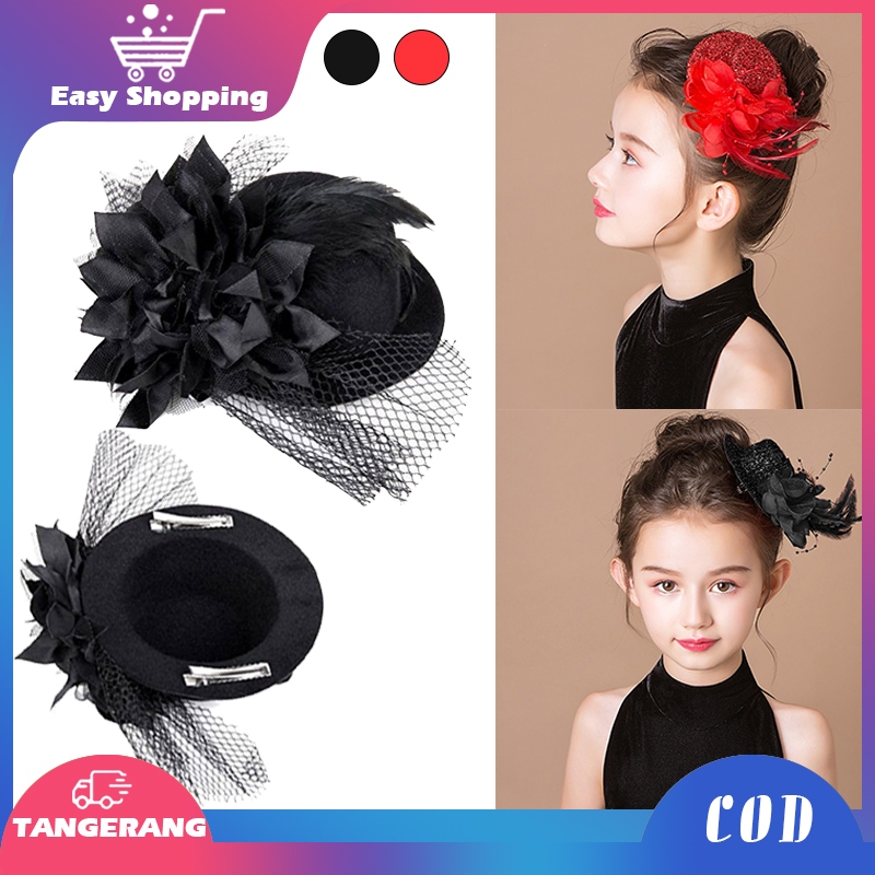 Jual Jepit Topi Hiasan Rambut Jaring Topi Fascinator Hat Headpiece Topi ...