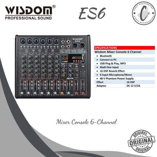 Jual Wisdom ES6 6-Channel Mixer USB with Bluetooth Original ES-6 | Shopee Indonesia