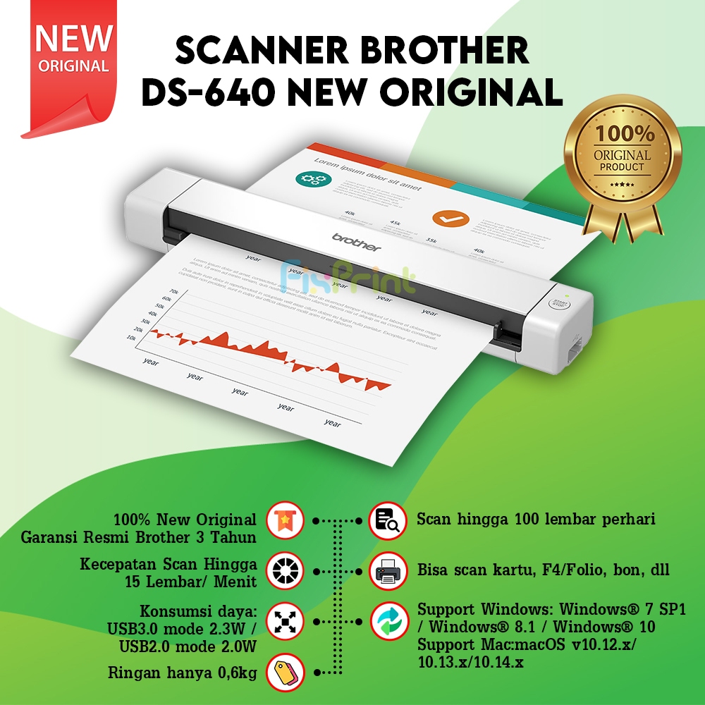 Jual Brother Scanner Portable DS-640 Compact Mobile Document DS640 ...