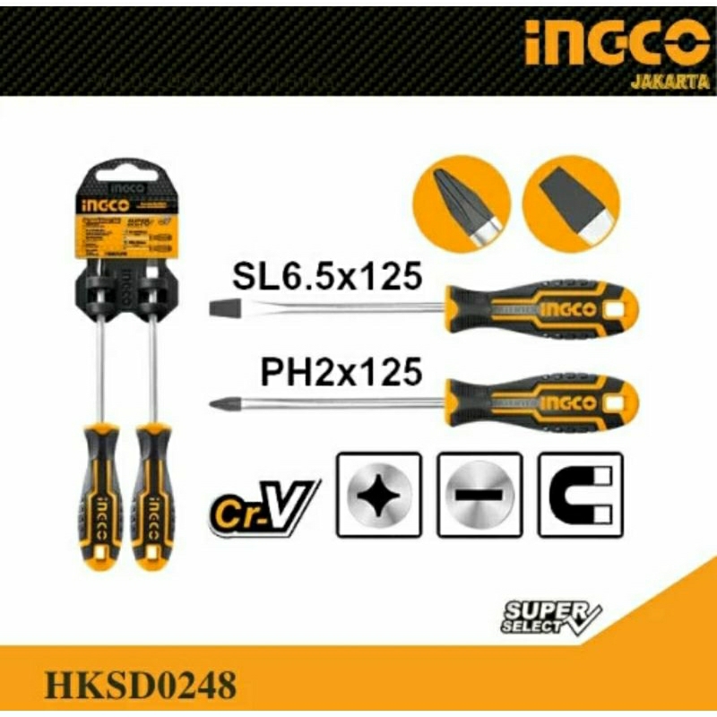 Jual INGCO Obeng min plus Set 2pcs 125mm HKSD0248 | Shopee Indonesia