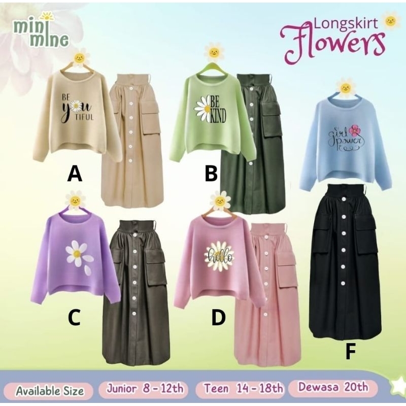 Jual Longskirt Flowers by Minimine mini mine set rok flowers | Shopee ...