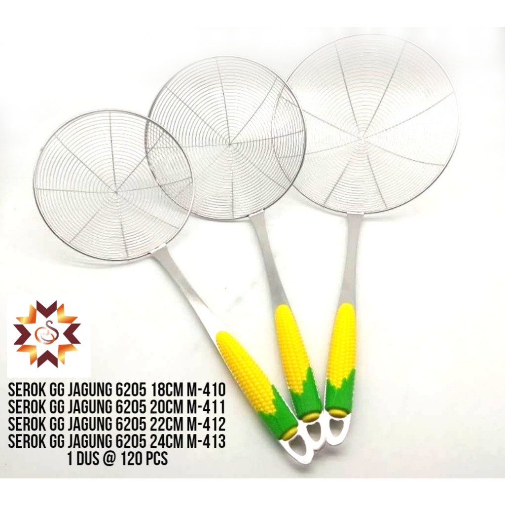 Jual Saringan Minyak Gagang Motif Jagung/ Serok Stainless/ Serokan ...