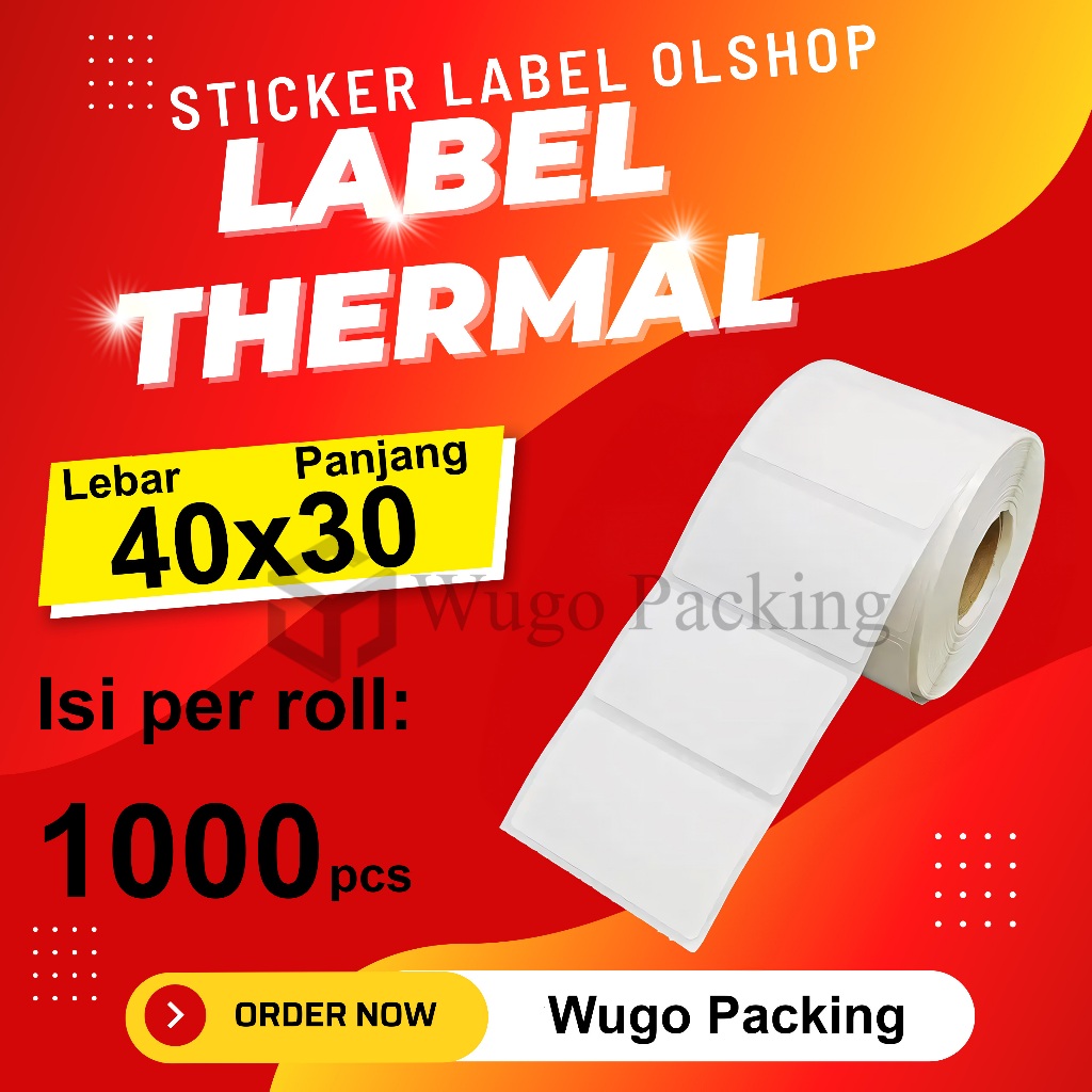 Jual LABEL THERMAL 40 X 30 mm isi 1000 pcs KERTAS STICKER DIRECT THERMAL | Shopee Indonesia