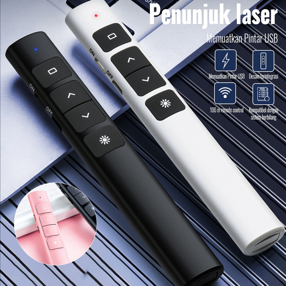 Jual Wireless Laser Pointer Presenter Rechargeable 2.4G Remote Control ...