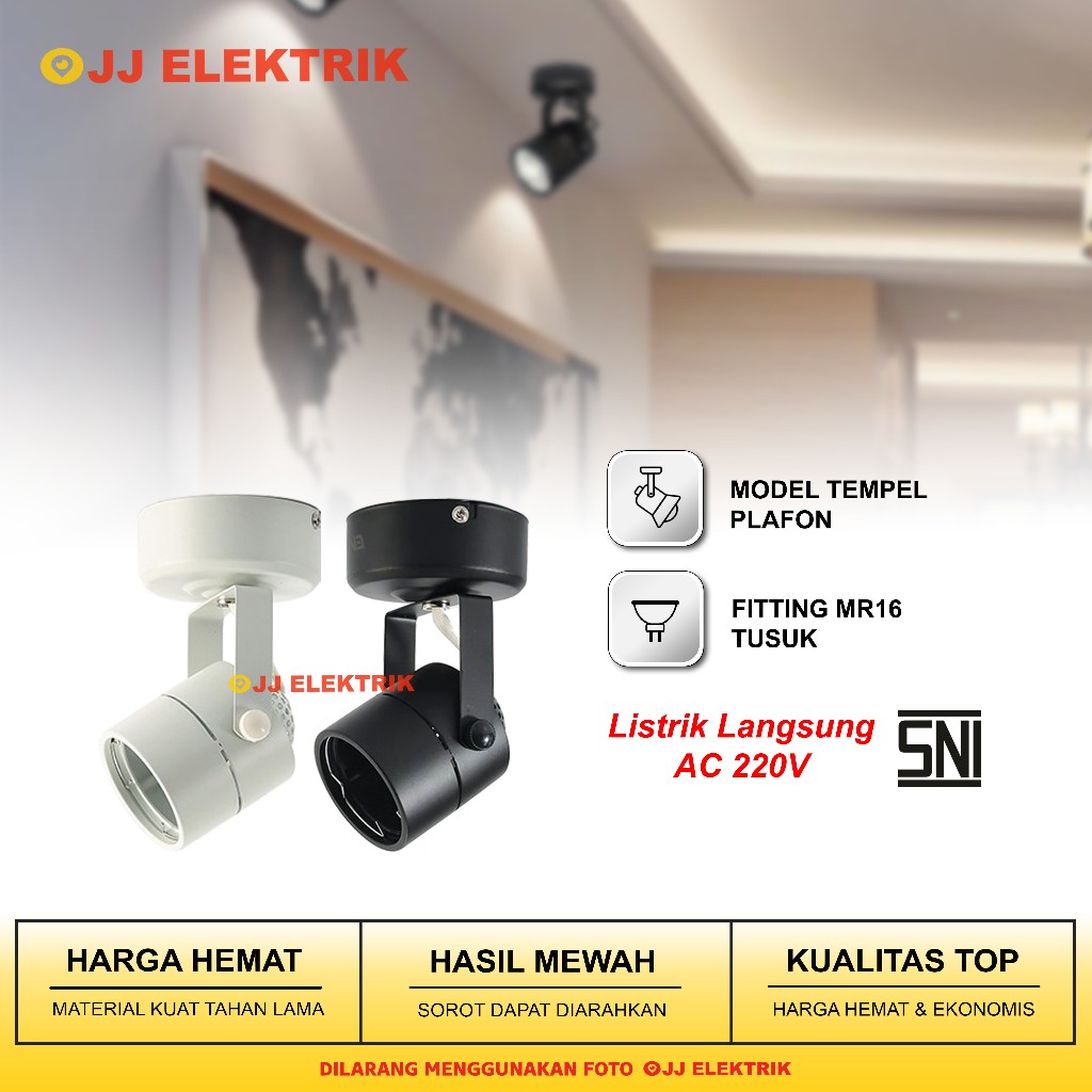 Jual Kap Lampu Sorot LED Spotlight Fitting MR16 Tusuk Plafon Tempel ...