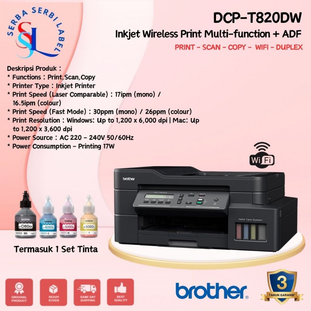 Jual Brother Printer Ink Tank DCP-T820DW | Wifi | Duplex | ADF DCP ...