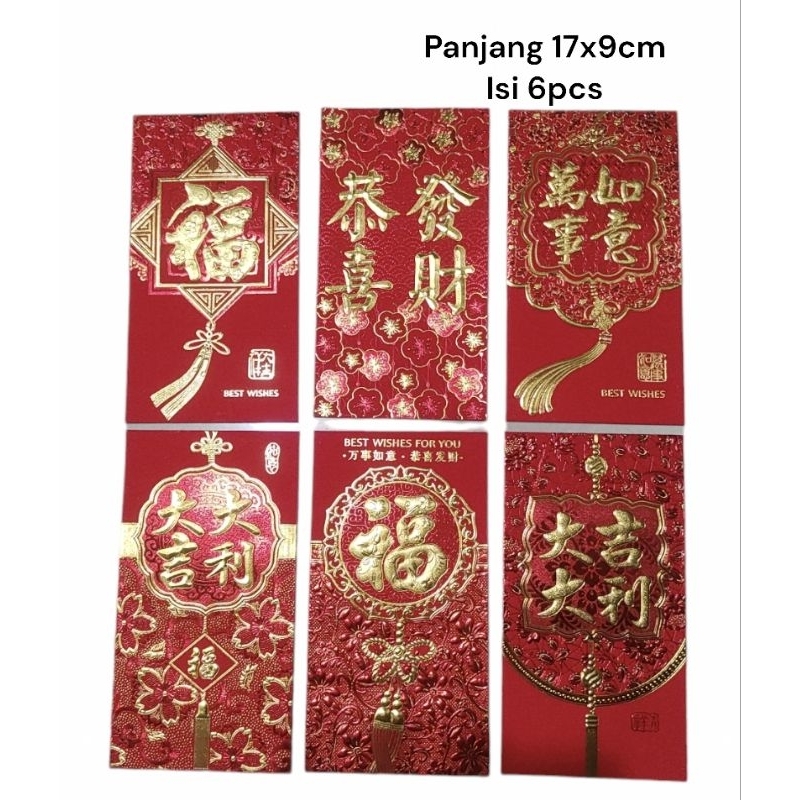 Jual Kertas Angpau panjang Imlek Tahun Baru Cina Ang Pau Cua 1 bungkus isi 6 lembar angpao ang ...