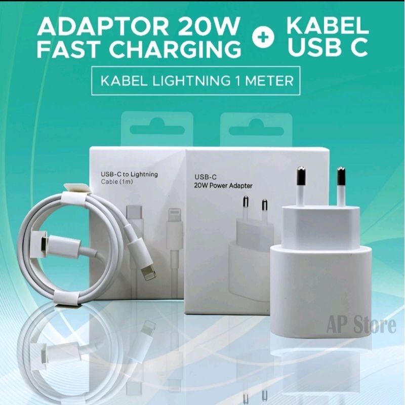 Jual Charger Adapter Iph 20W USB C To Lightning Fast Charger + Kabel ...