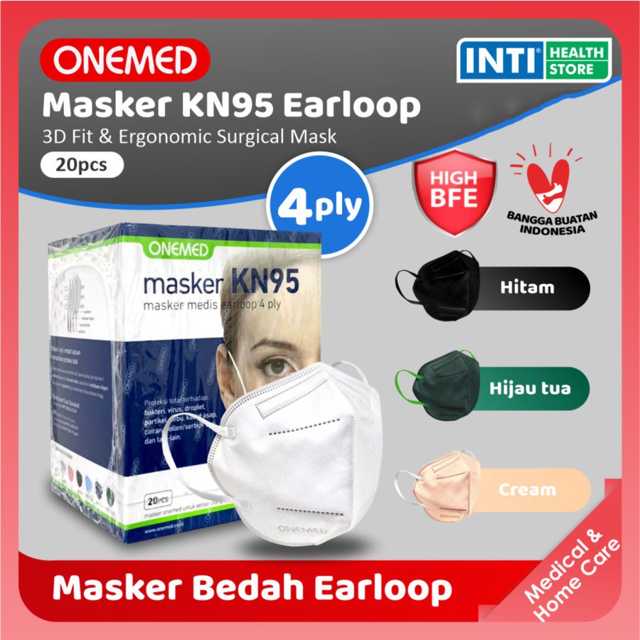 Jual Onemed | Masker Karet | Masker Medis KN95 4 Ply Box | 20 Pcs | Shopee Indonesia