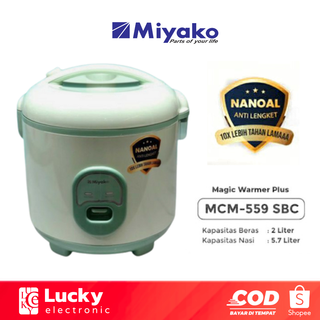 Jual Rice Cooker Miyako 2 Liter MCM 559 SBC 3in1 Innerpot Nanoal Anti ...