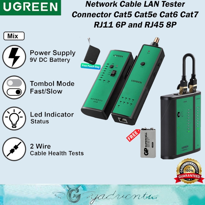 Jual Ugreen LAN Cable Tester Alat Penguji Kabel RJ45+RJ11 Network ...