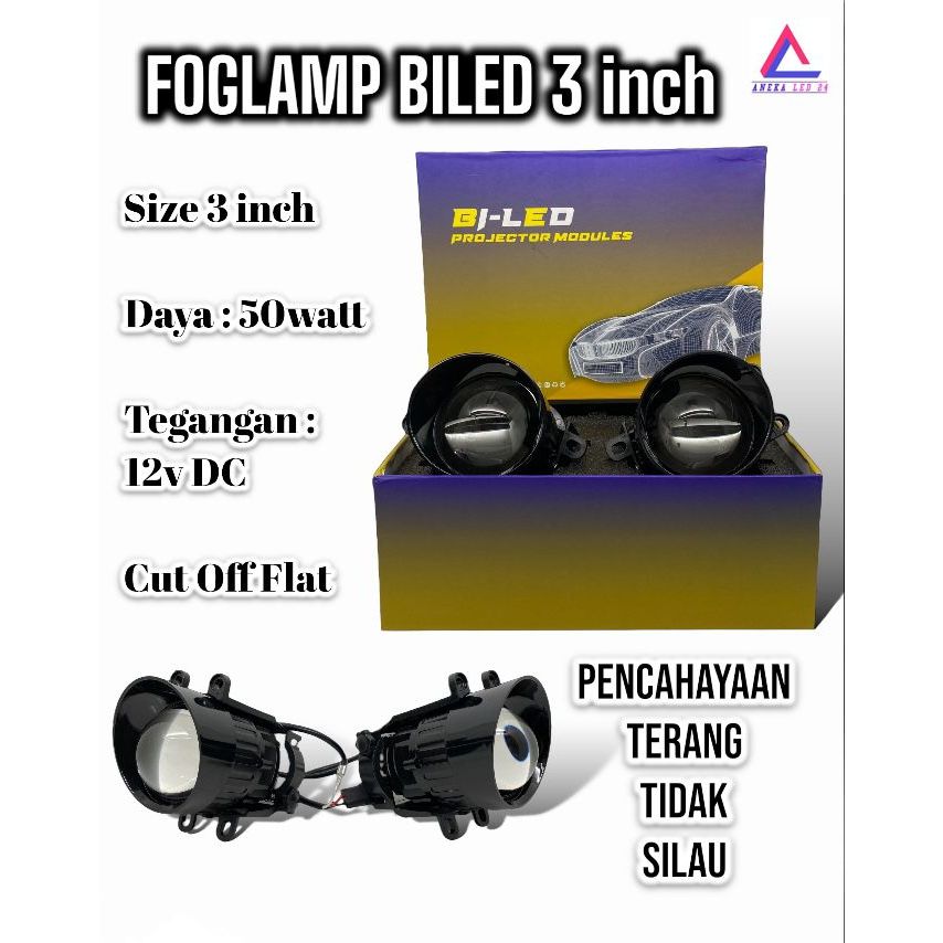 Jual LAMPU FOGLAMP BILED BLUE LENS BRAKET TOYOTA ALL WEATHER 3 INCH 45W ...