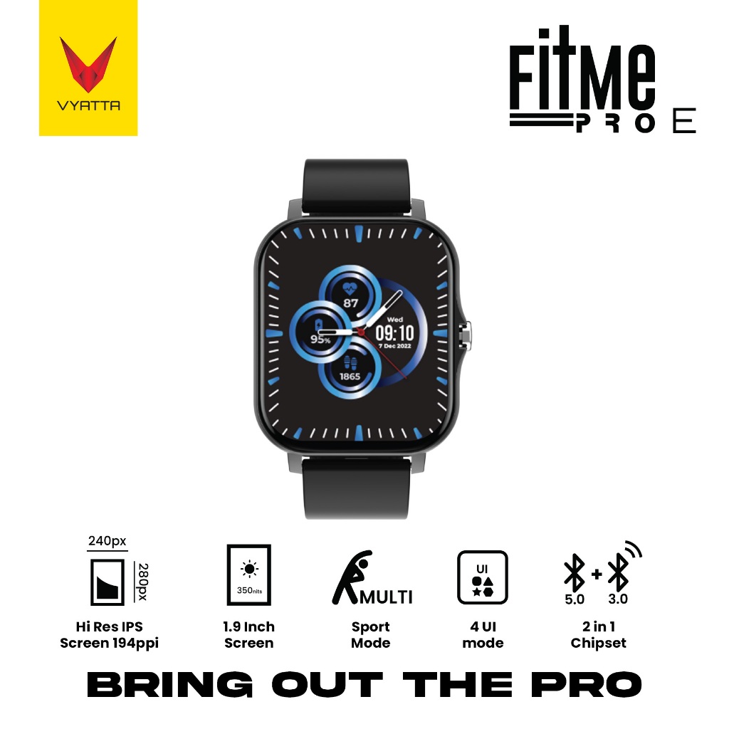 Jual VYATTA FITME PRO SMARTWATCH SQUARE IPS SCREEN 1.9" BLUETOOTH PHONE CALL REAL HEART RATE ...