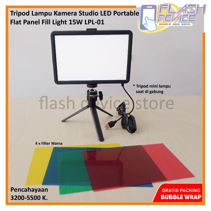 Jual Tripod Mini Lampu Studio LED Portable Flat Panel Fill Light 15W LPL-01 | Shopee Indonesia