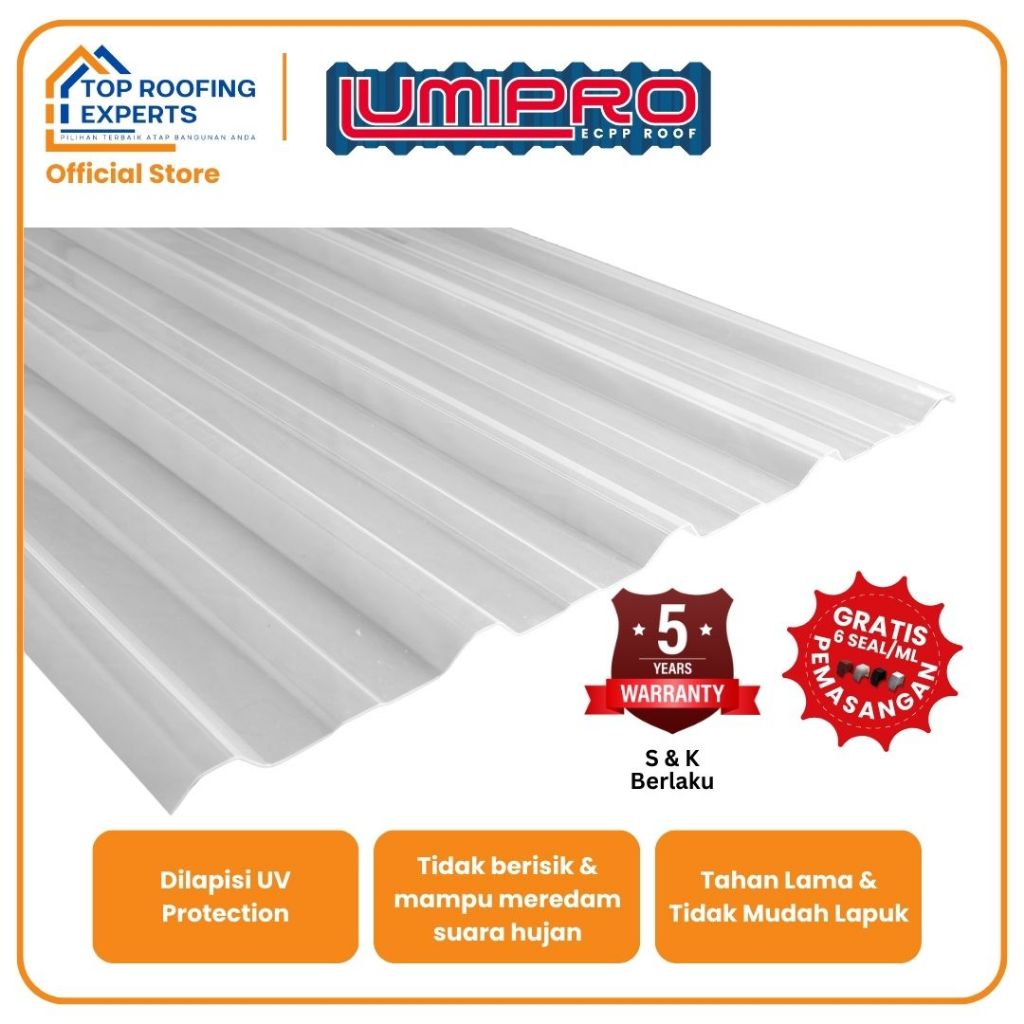 Jual Spandek Bening LUMIPRO SL (Skylight) [Bahan: ECPP] EFF.75. Mulai dari 80.000/meter | Shopee ...