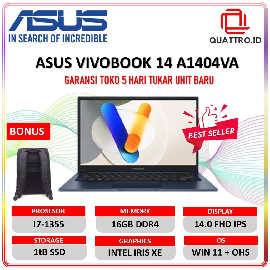 Jual Asus Vivobook 14 A1404VA Intel Core i7-gen 13// 16GB// 1TB SSD ...
