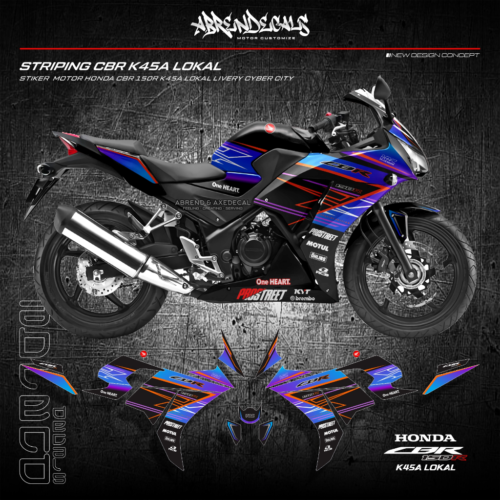 Jual Striping CBR K45A Lokal Livery Cyber City / Stiker Motor Honda CBR ...